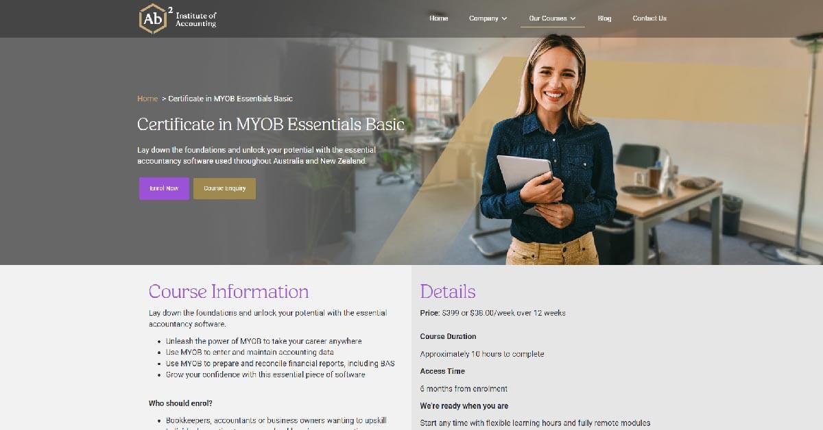 Certificate in MYOB Essentials Basic | Ab² Institute of Accounting